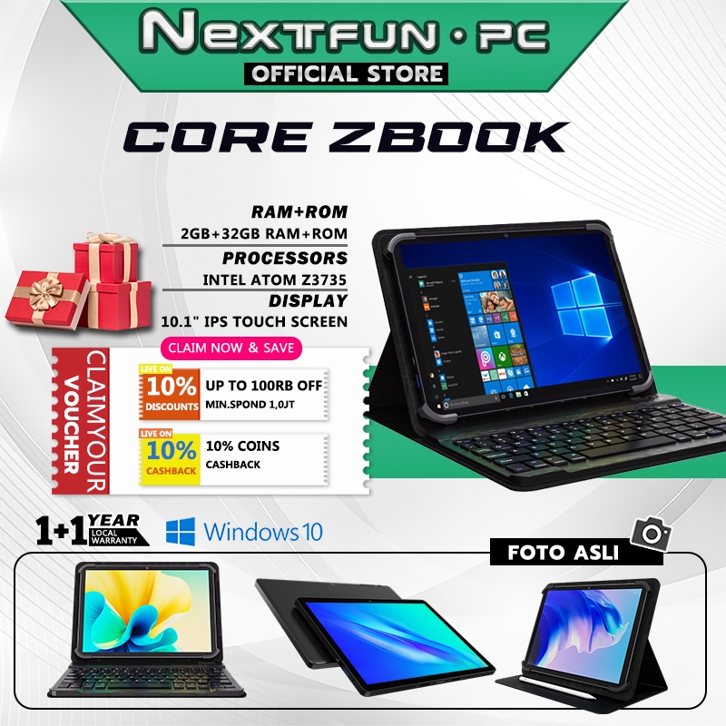 Jual NEXTFUN Laptops 2-in-1 Windows 10 Tablet Pocket Murah Laptop PC Micro HDMI USB3.0 Micro SD ...