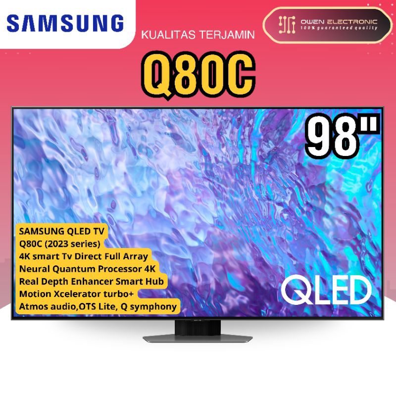 Jual Samsung Smart TV 98 inch QLED 4K 98Q80C dengan Dolby Atmos QA98Q80C/ | Shopee Indonesia