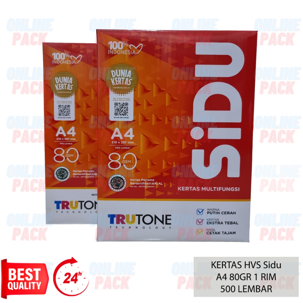 Jual KERTAS HVS SIDU A4 80GR 80 GRAM 1 RIM 500 LEMBAR SINAR DUNIA PRINT PAPER TRUE TONE ...