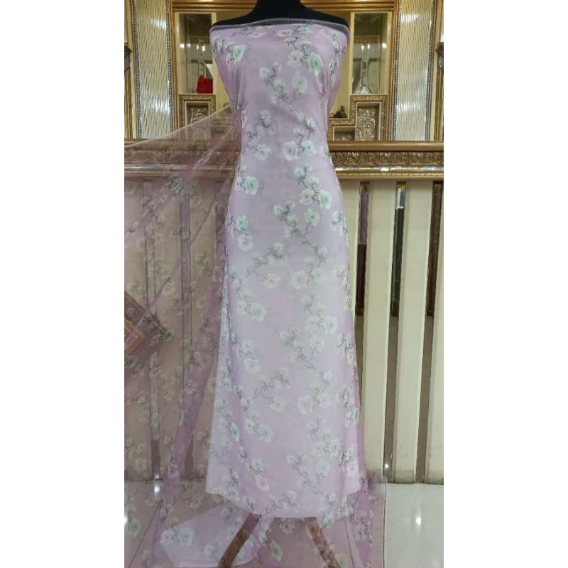 Jual Organza motif bunga / Organza motif flower | Shopee Indonesia
