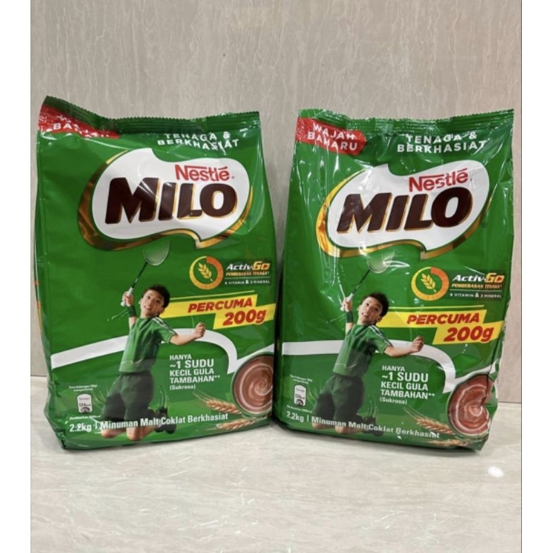 Jual MILO NESTLE ACTIV-GO 2,2KG PERCUMA 200GR BUBUK MALT COKLAT ...
