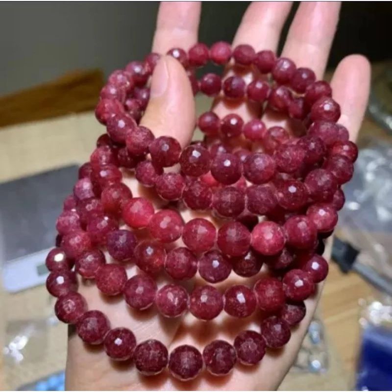 Jual Gelang Batu Alam Ruby Merah Chating Bulat Persegi, Original Stone ...
