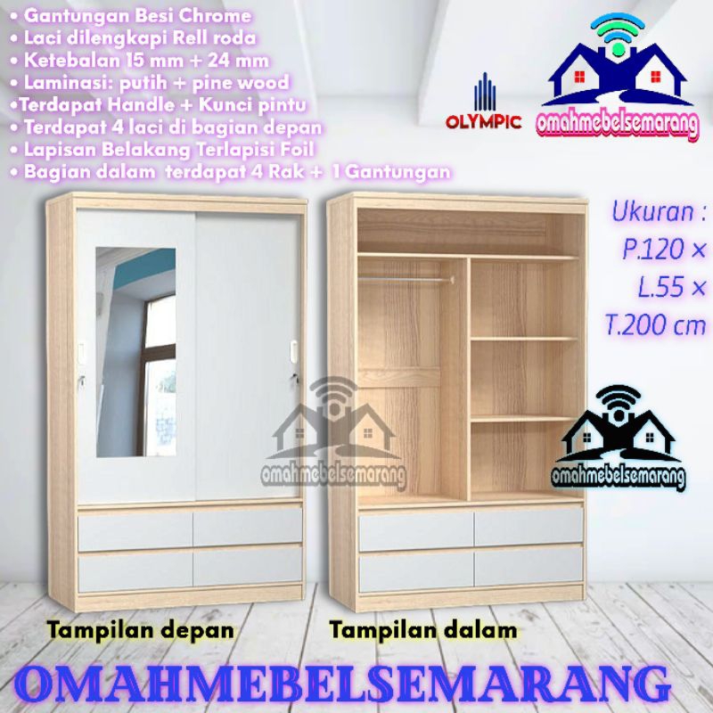 Jual Lemari pakaian pintu geser 4 laci OLYMPIC WHITNEY almari rak baju ...