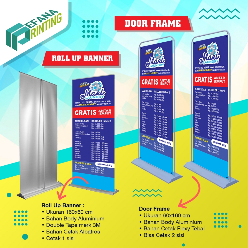 Jual Cetak Roll Up Banner, Door Frame, Stand banner | Shopee Indonesia