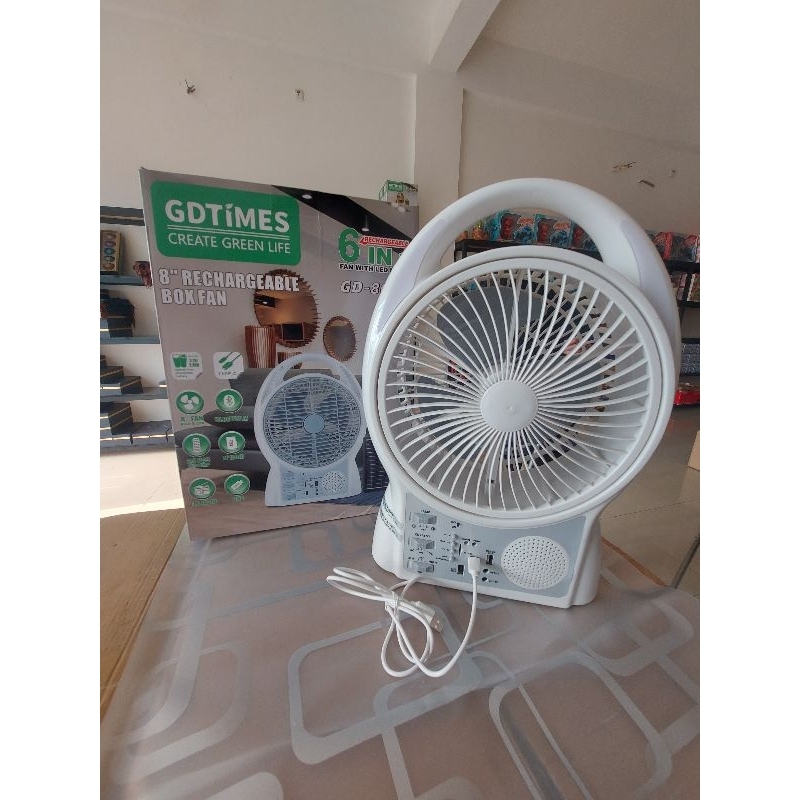 Jual GDtimes-Kipas angin 8" tenaga surya multifungsi 6 in 1-Kipas angin ...