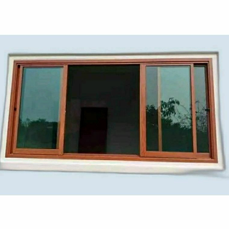 Jual Kusen Aluminium + Jendela Sliding Motif Urat kayu | Shopee Indonesia