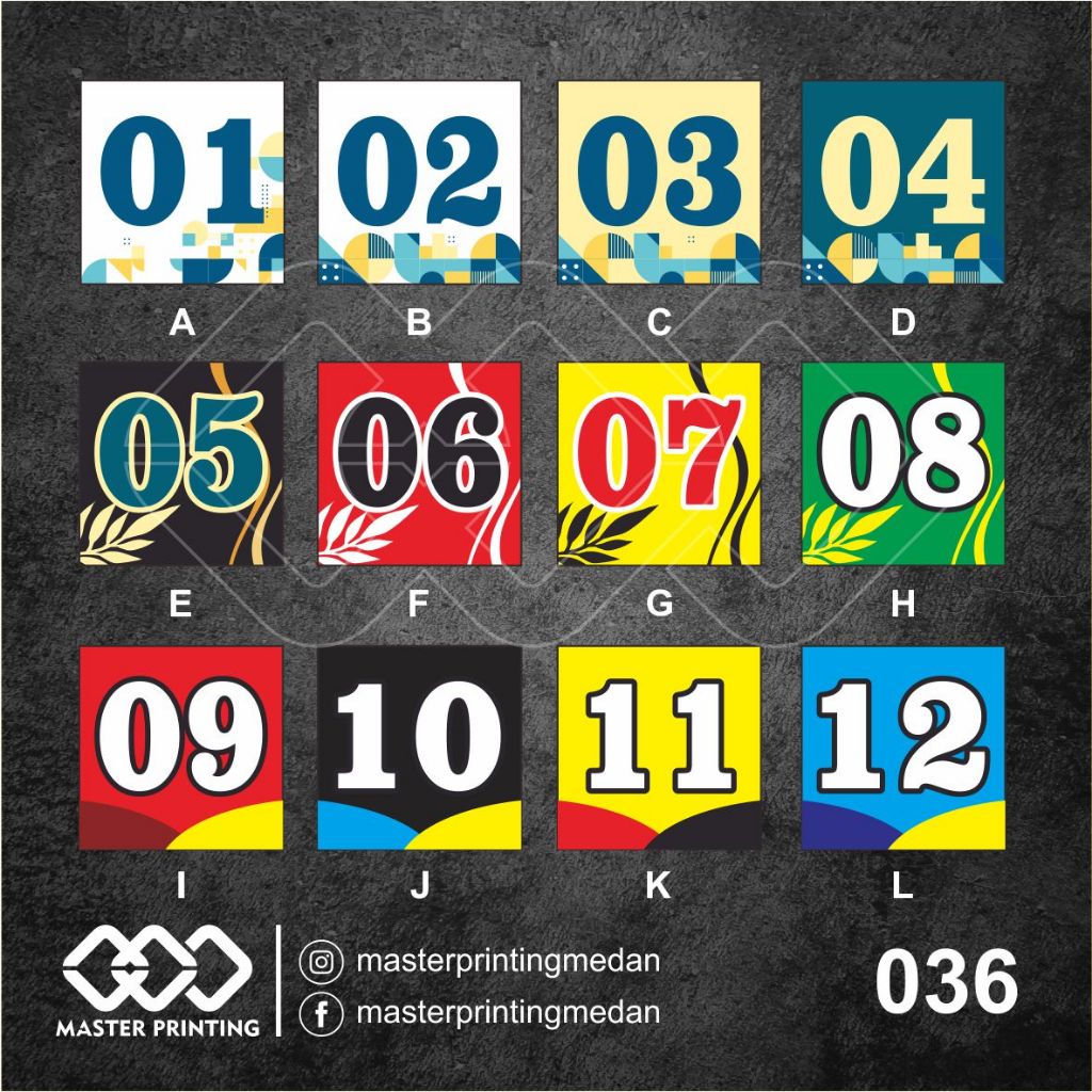 Jual 036 - Stiker Nomor Meja, Kamar, Pintu, dan Rumah, Sticker Vinyl ...