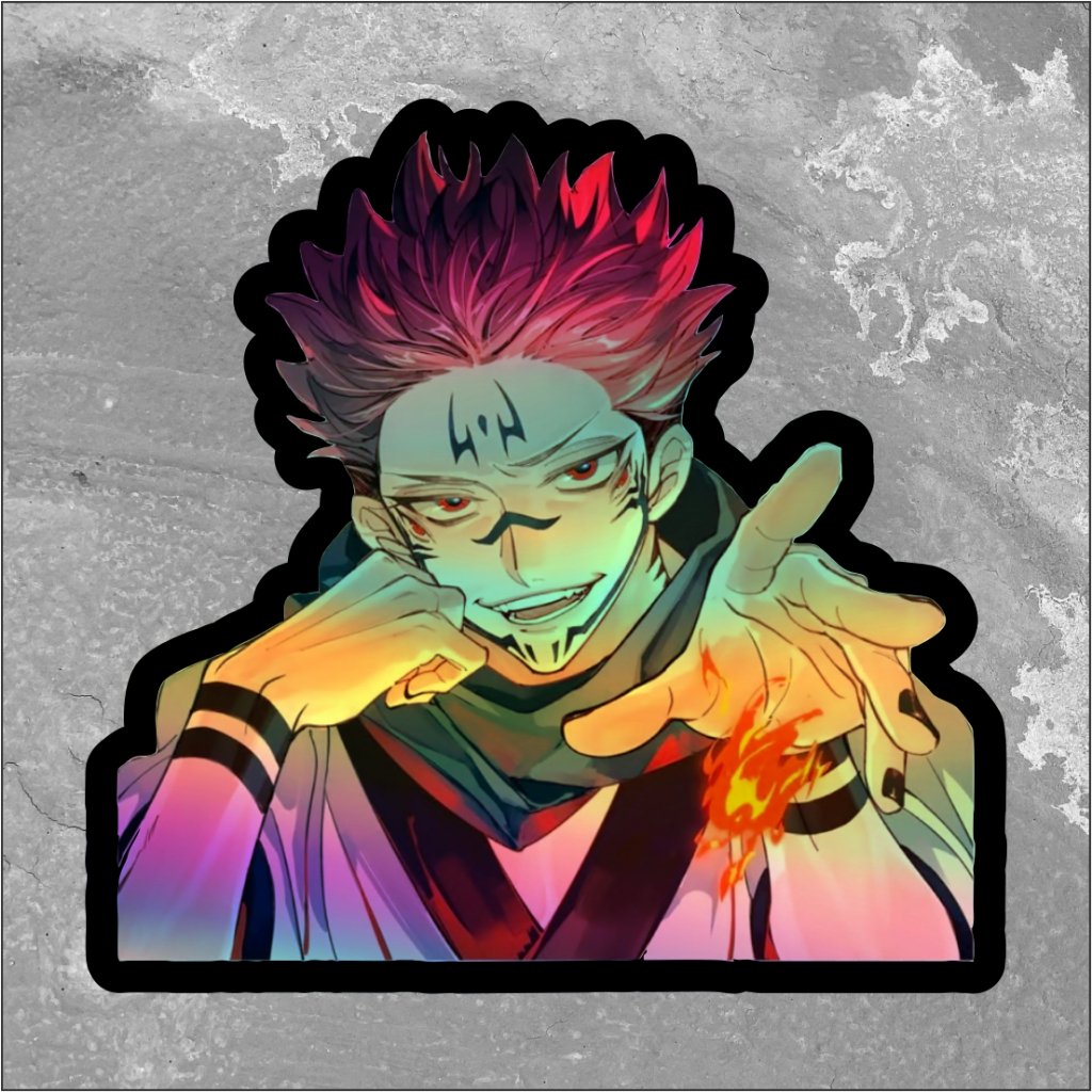 Jual Sticker Hologram Sukuna | Sticker Anime Sukuna ukuran 7 cm ...