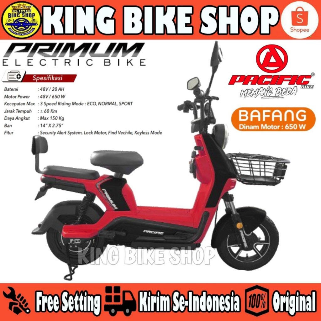 Jual Sepeda Listrik Electric E Bike PACIFIC PRIMUM 650 Watt 20 AH | Shopee Indonesia