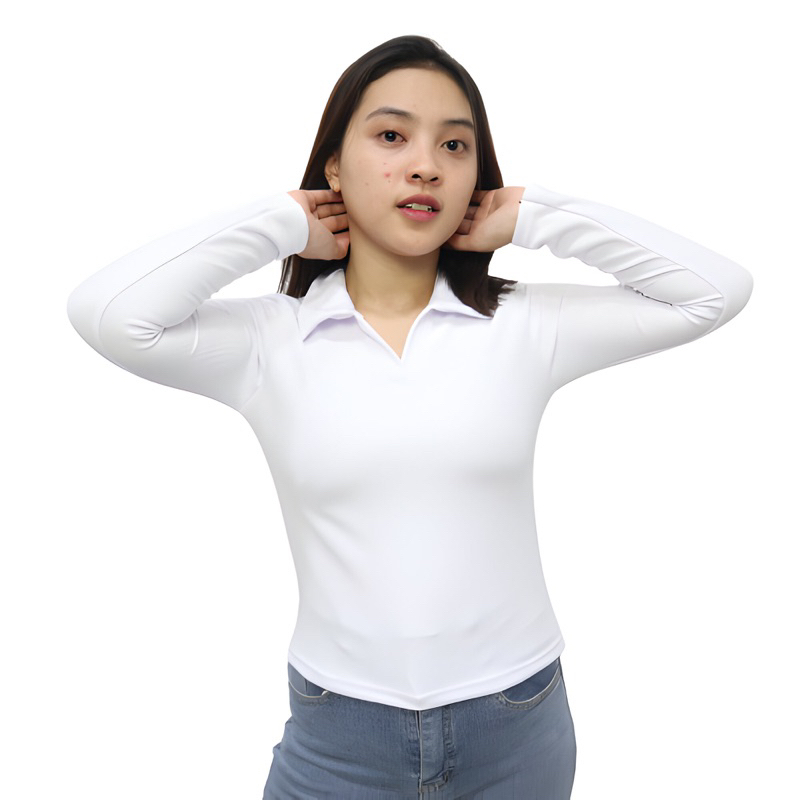 Jual Kaos Kerah Polo Wanita / Polo Shirt Long Sleeve Wanita / Kaos Berkerah Wanita Style Korea ...