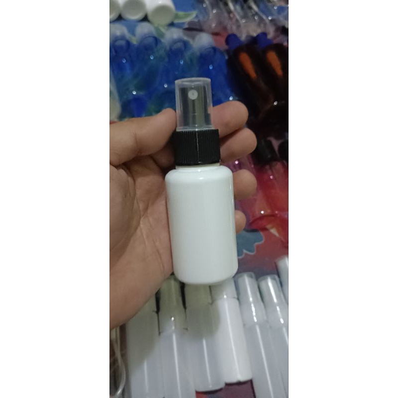 Jual botol 70ml plastik spray parfum tutup hitam botol putih pekat ...