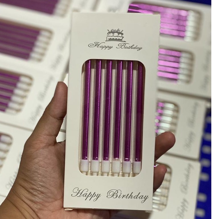 Jual Lilin ualng tahun panjang tall candle metallic 6pcs Lilin ultah ...