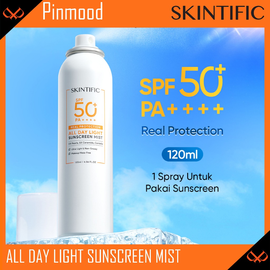Jual [ BIGGER SIZE ] SKINTIFIC ALL DAY LIGHT SUNSCREEN MIST [ 120 ML ...