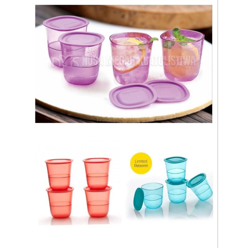 Jual gelas crystal low glass 230ml (4pcs) ORI Tupperware | Shopee Indonesia