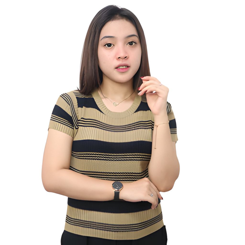 Jual Atasan Oblong Salur Lengan Pendek Wanita Kaos Oneck Knit Rajut Syle Korea | Shopee Indonesia
