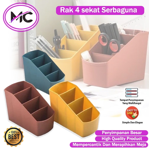 Jual Rak Meja 4 Sekat Kotak Plastik Penyimpanan Pensil Pulpen Alat ...