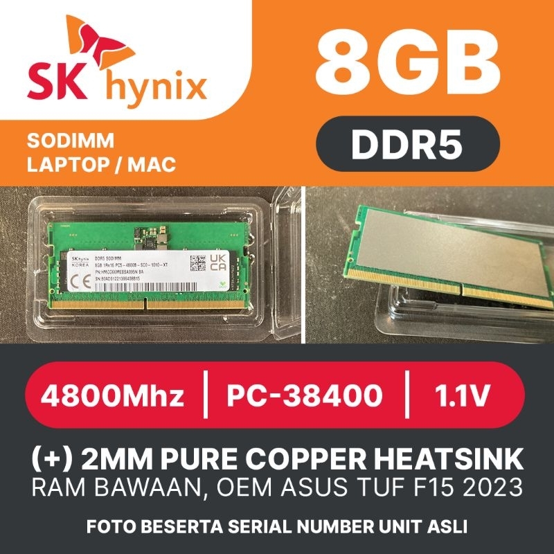 Jual RAM Laptop SK HYNIX 8GB DDR5 4800Mhz PC5-38400 | Shopee Indonesia