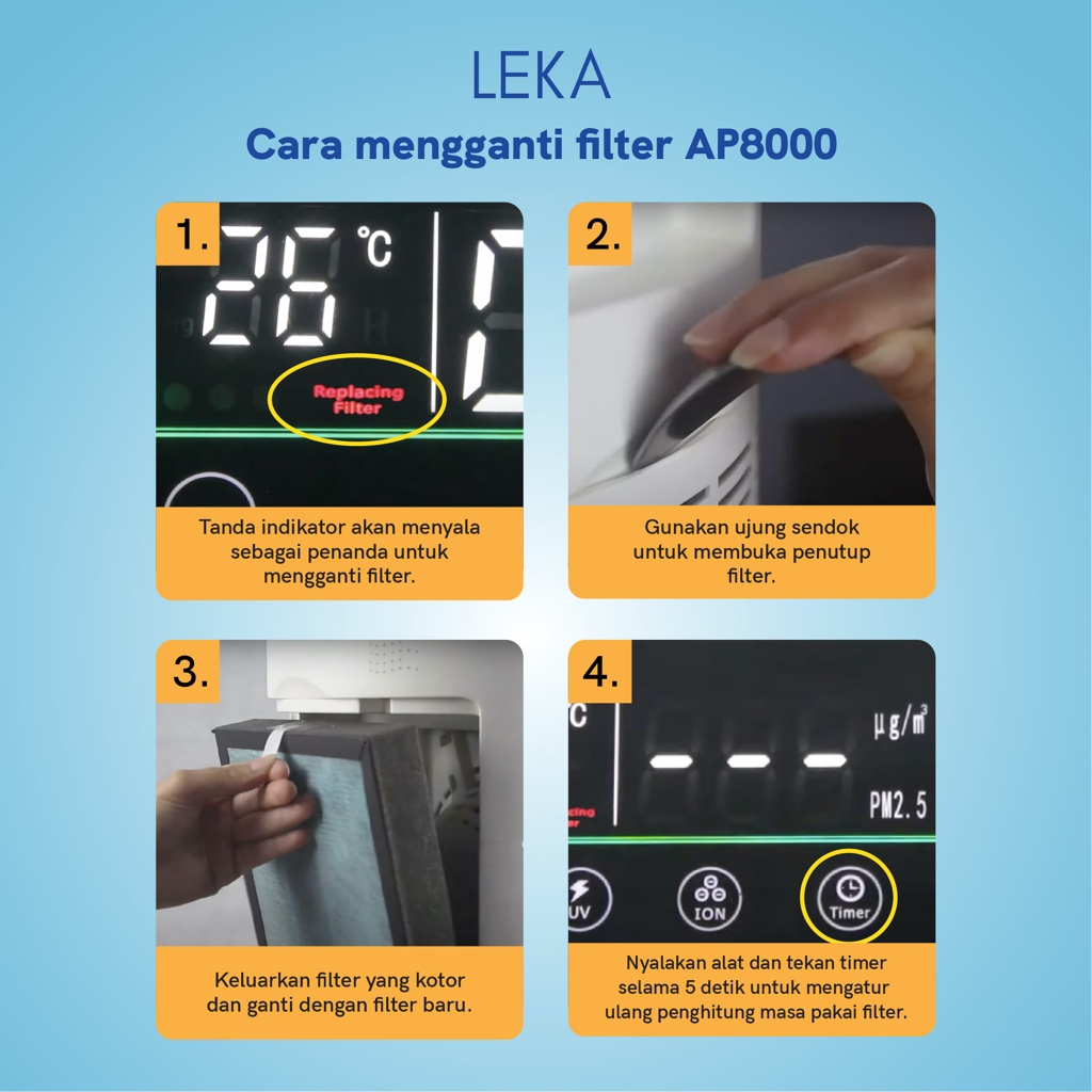 Jual LEKA - AP8000 Super Air Purifier - HEPA13 UV-C Ion Negatif | Shopee Indonesia
