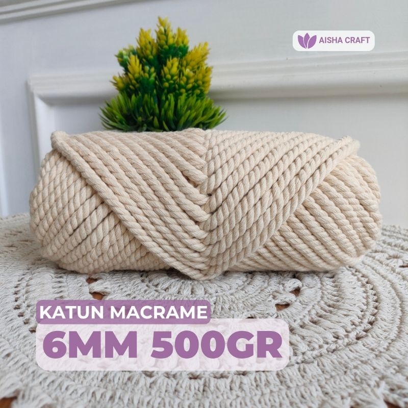 Jual Tali Katun Macrame Natural 5MM / 6MM / 8MM 500GR 3PLY | Shopee ...