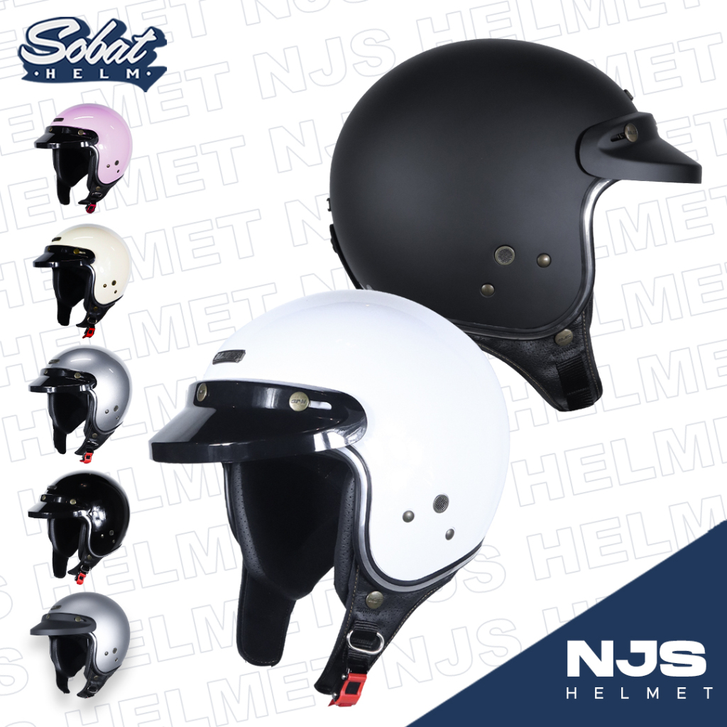 Jual Helm NJS NR-80's Solid Helm Retro Half Face SNI | Shopee Indonesia