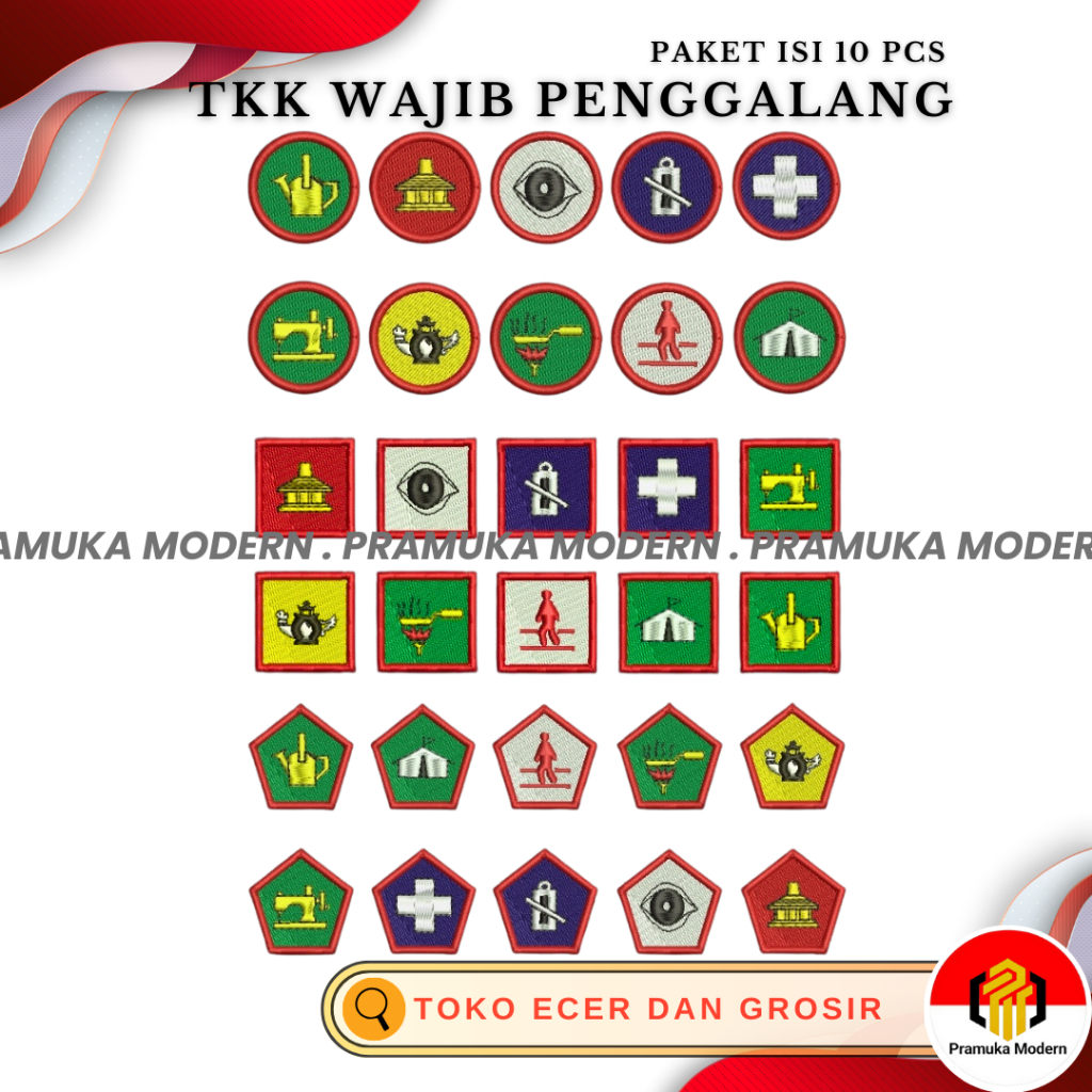 Jual Paket isi 10 Pcs Badge TKK Wajib Penggalang Purwa, Madya, Utama Bordir | Shopee Indonesia