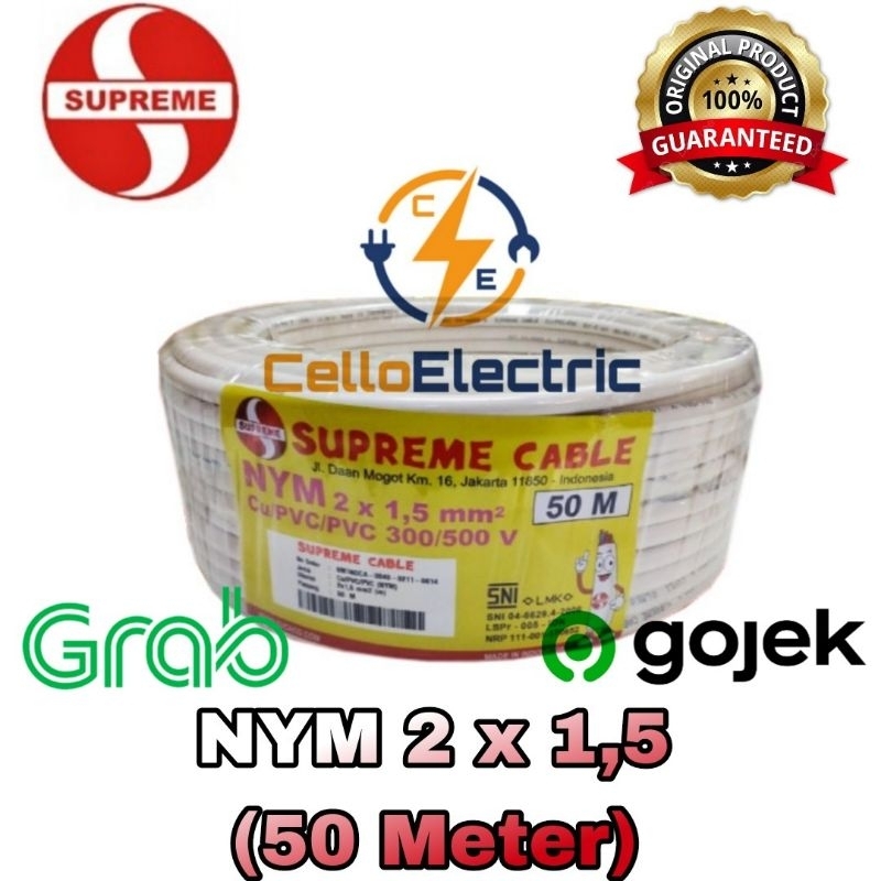 Jual Kabel Supreme 2x1,5 NYM 1 Roll 50 M - Kabel Listrik Supreme 2x1.5 NYM | Shopee Indonesia
