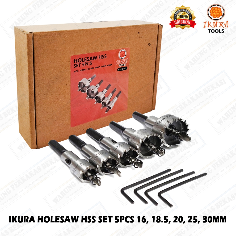 Jual IKURA SET 5Pc MATA BOR HOLE SAW HSS STAINLESS STEEL PELUBANG BESI ...