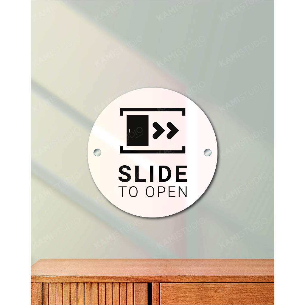 Jual TULISAN SLIDE TO OPEN 20X20 CM BAUT KACA / SIGN BAUT KACA SLIDE TO ...