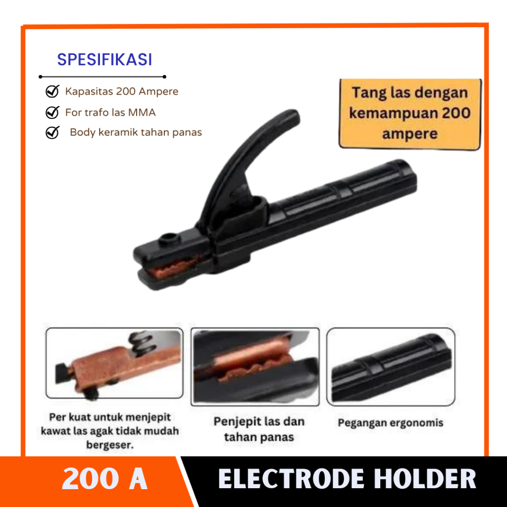 Jual Stang Lass Listrik 200A Ampere Holder Penjepit Pegangan Alat Jepit ...