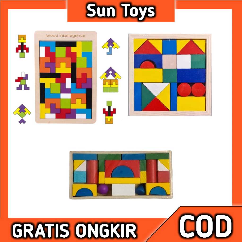 Jual Mainan Block Kayu Susun // Mainan Puzzle Kayu Warna Warni Balok ...