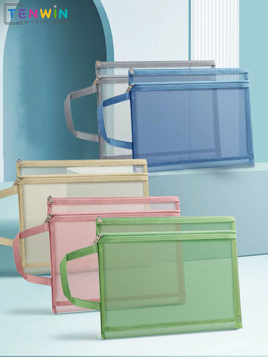 Jual Zipper Bag Information Bag/Tempat Penyimpanan Siswa A4/A6 /Tas dokumen ritsleting jala ...