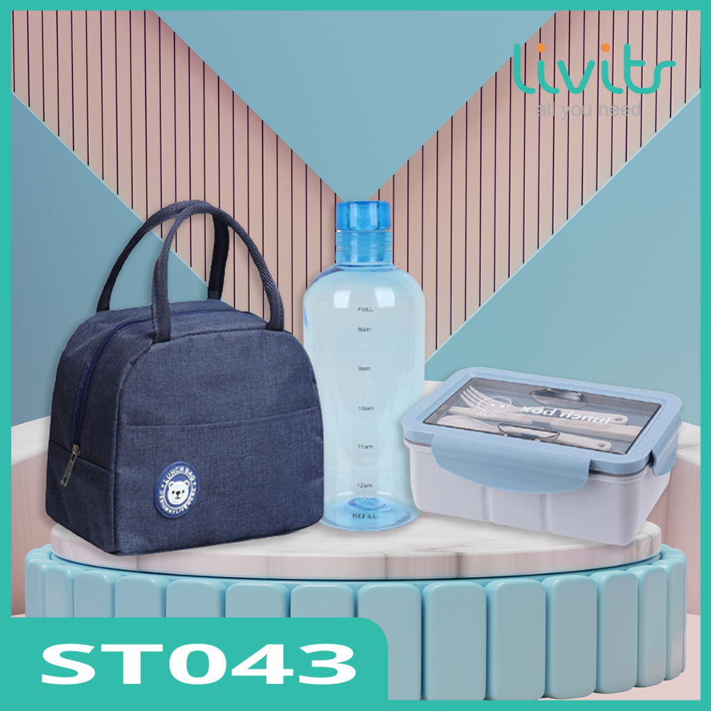 Jual PAKET 3 IN 1 KOTAK MAKAN + TAS BEKAL + BOTOL MINUM I 3 IN 1 LUNCH BOX SET | Shopee Indonesia