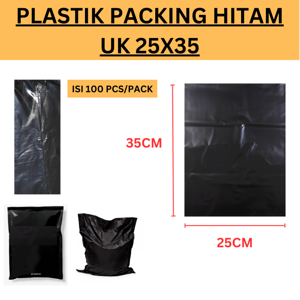 Jual Plastik Packing Hitam Uk 25x35 (100pcs), Plastik bungkus Paket ...