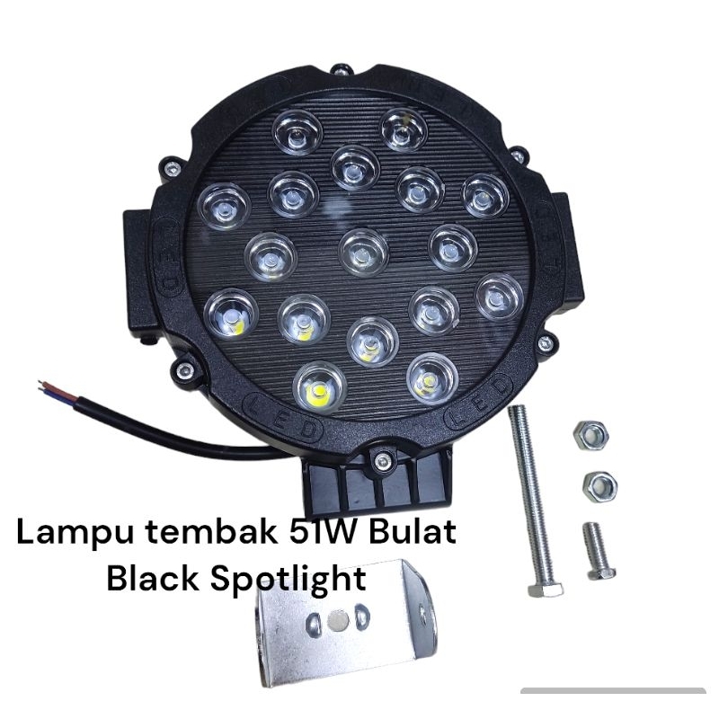 Jual Lampu LED Sorot Tembak 17 titik Mata 51watt Bulat RED HITAM ...