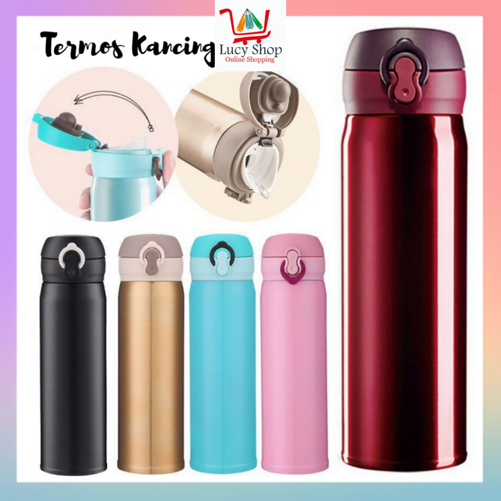Jual Termos Kancing Polos Botol Minum Tahan Panas & Dingin Thermos Vacuum Tumbler Stainless ...