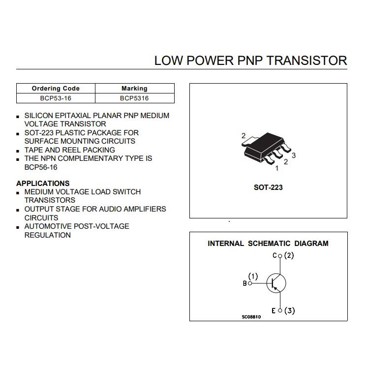 Jual BCP53-16 BCP 53 LOW POWER PNP TRANSISTOR PNP Transistor New ...