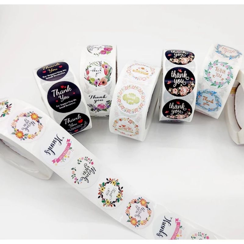Jual [RANDOM] 1 Roll Sticker Terima Kasih (-+ 500 pcs)/Stiker Label ...