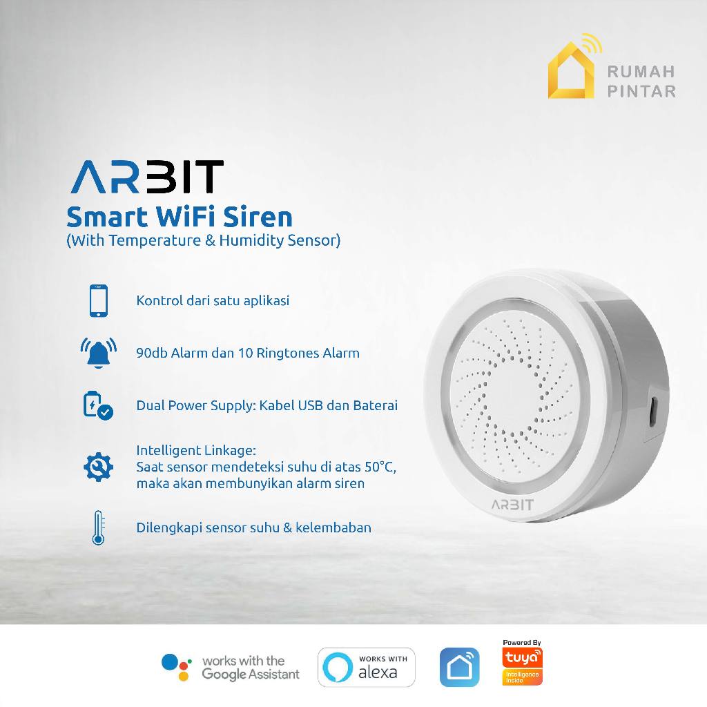 Jual ARBIT WiFi Siren Sirene Alarm Pintar Security Smart Home with ...