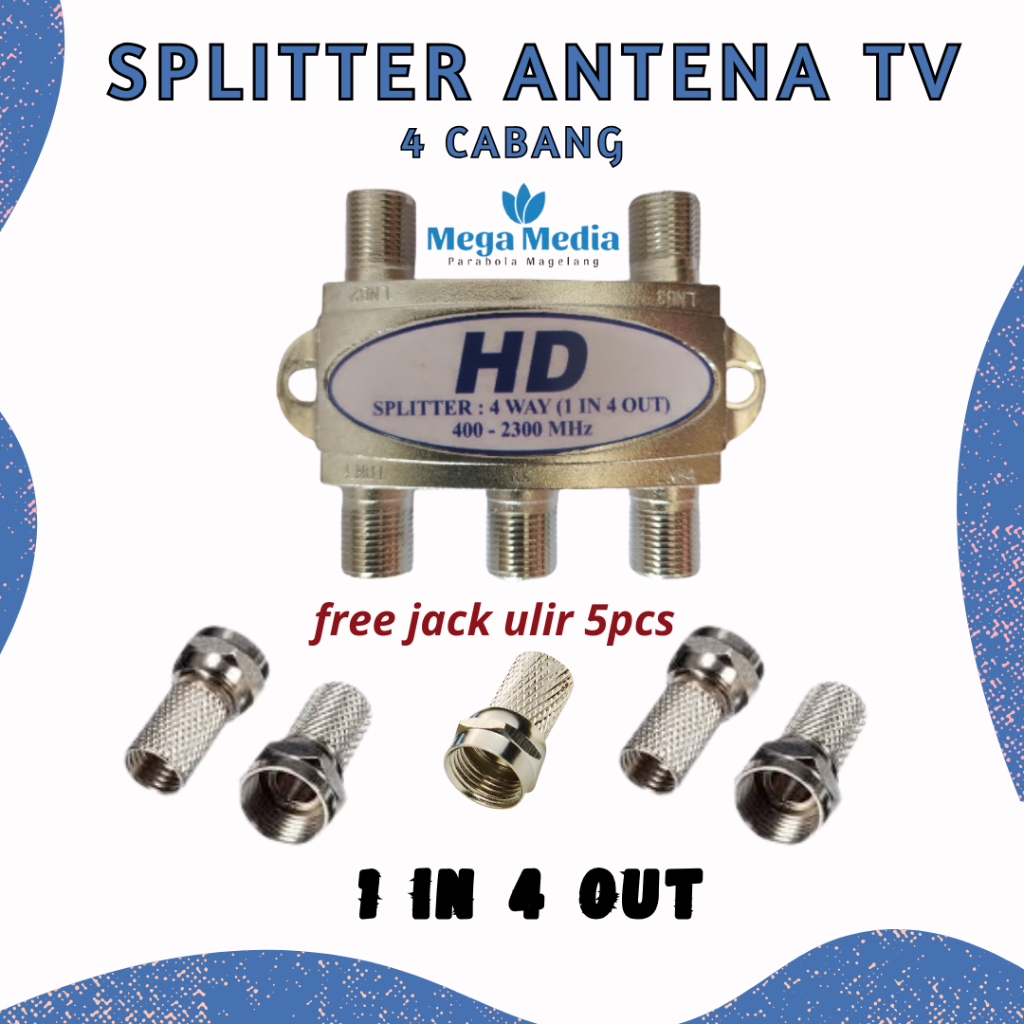 Jual Splitter antena TV Digital cabang 4 CATV pembagi sinyal digital ...