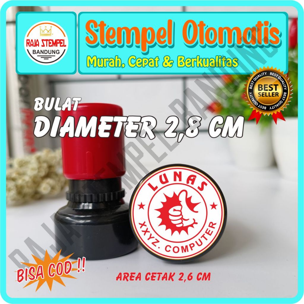 Jual Stempel Flash Bulat 2,8 CM, stampel online shop otomatis, Stempel lunas kecil, stample ...