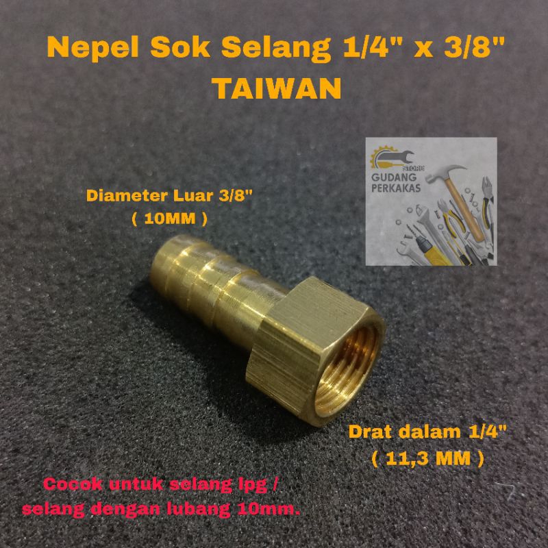 Jual Nepel Sok Selang 1/4x3/8 TAIWAN Nepel Selang Drat Dalam 1/4 x 10MM Nepel Gas Lpg | Shopee ...