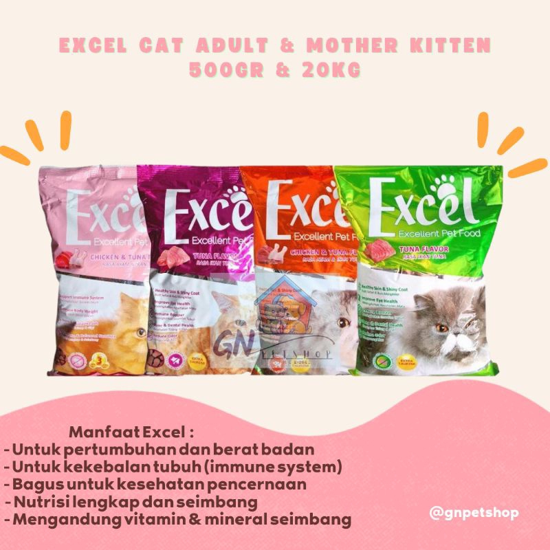Jual EXCEL CAT FOOD 500GR | Shopee Indonesia
