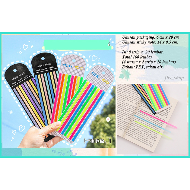 Jual 160 Pcs Sticky Notes Strip Panjang Sticky Transparan Penanda Warna ...