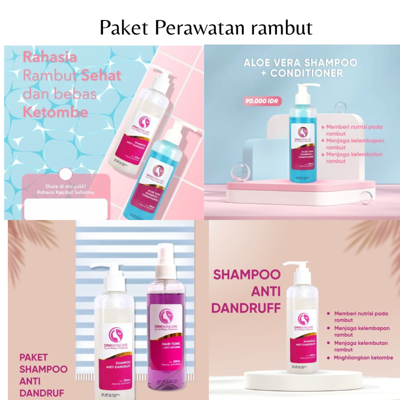 Jual Paket Perawatan Rambut Rontok Anti Ketombe Hair tonic Shampo Drw ...
