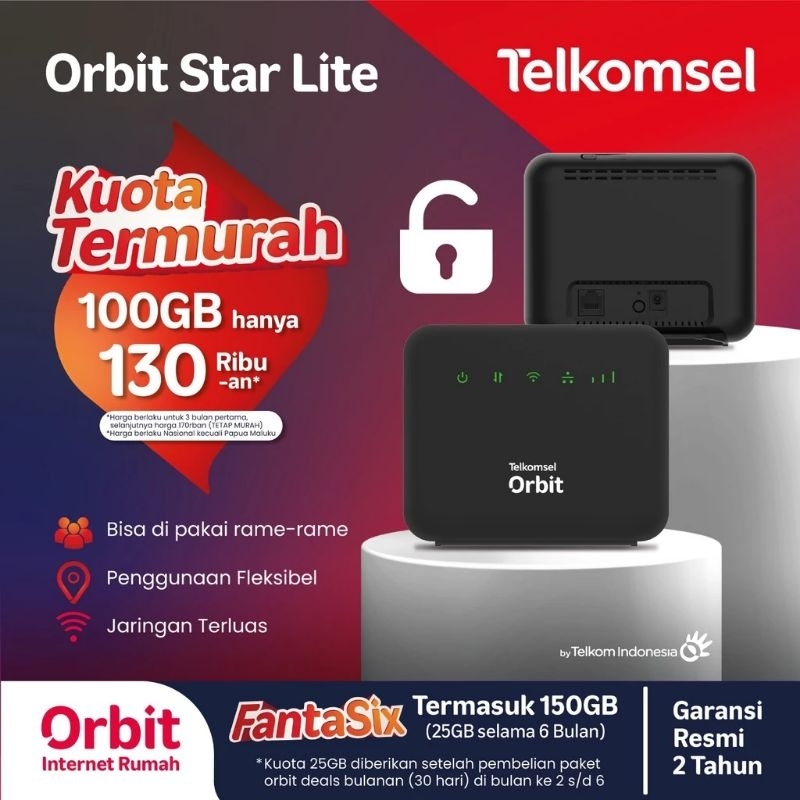 Jual Telkomsel Orbit Star Lite HKM0126 Modem Router Free Kuota 150 GB ...