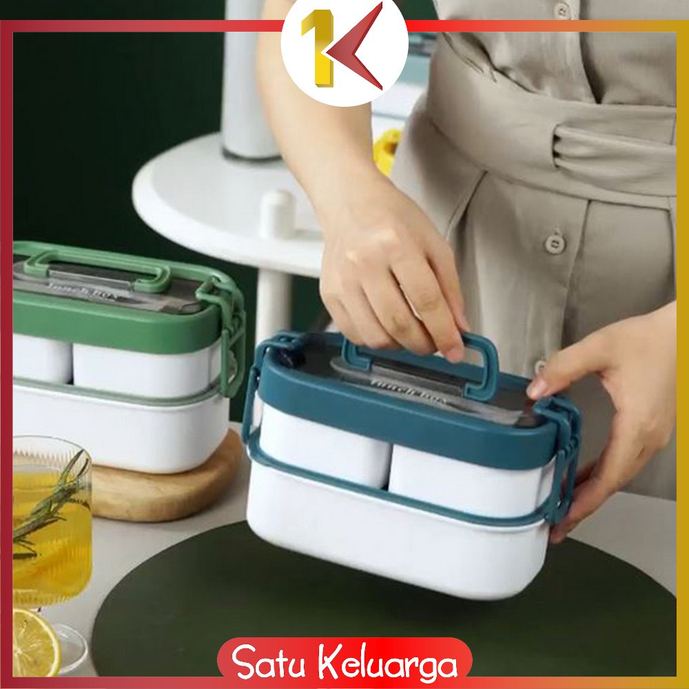 Jual SK-C991 Tempat Makan 2 Tingkat dengan Jinjingan 700ML Free Sendok Garpu BPA FREE / Lunch ...