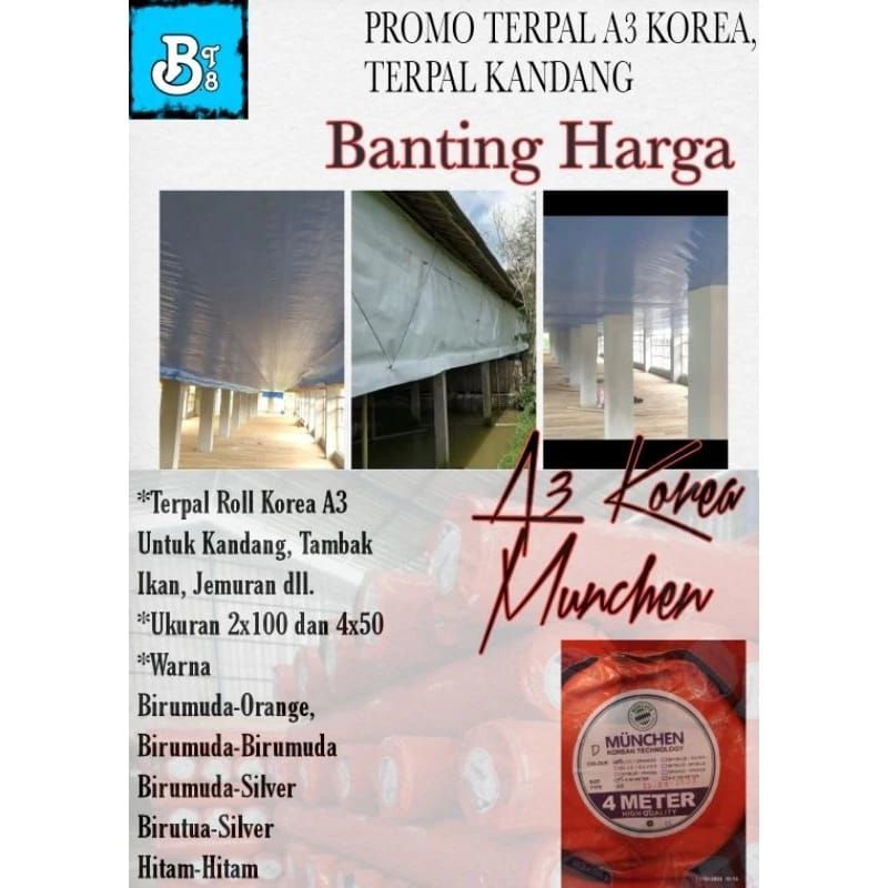Jual Terpal Roll A3 Korea 235kg 2x100 Terpal kandang | Shopee Indonesia