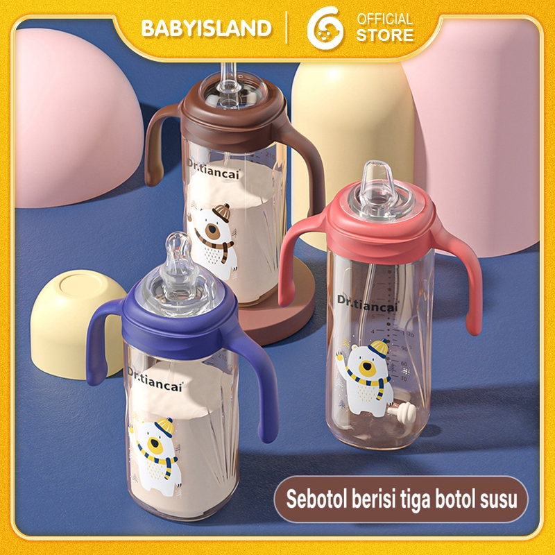 Jual 1 Cangkir 3 Dot Botol Susu Bayi Gelas Anak Anti Tumpah Botol ...