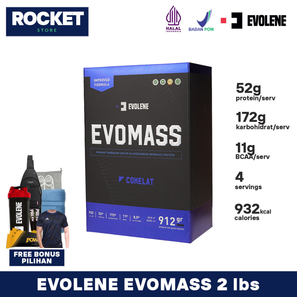 Jual Evolene Evomass 2 lbs 912 gram Susu Penambah Berat Badan BPOM HALAL Evo Mass | Shopee Indonesia