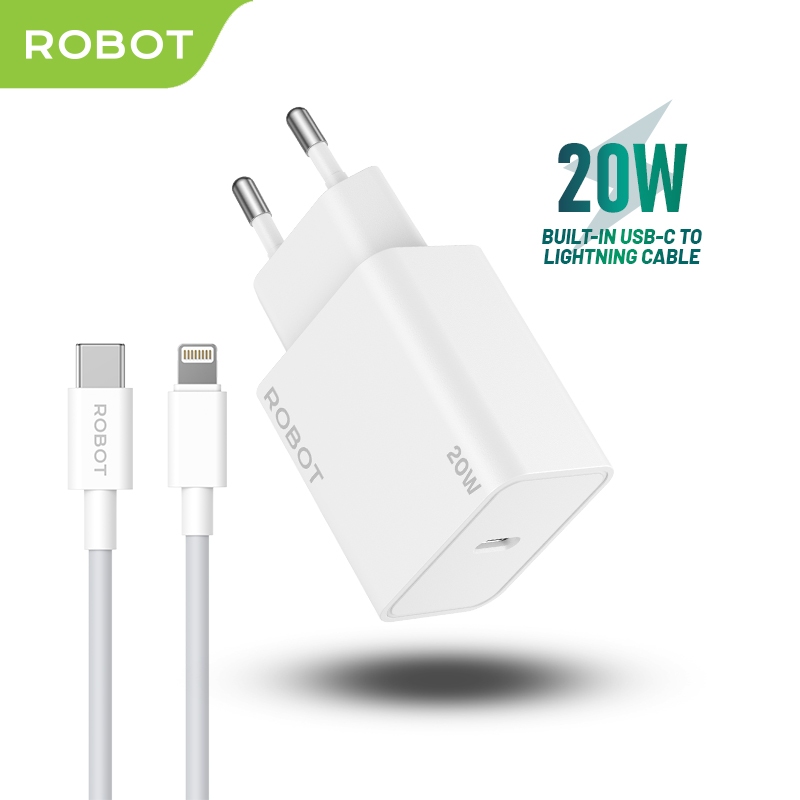 Jual ROBOT Charger USB C 20W RT-F6 Output Port 3A Free Kabel USB C to ...